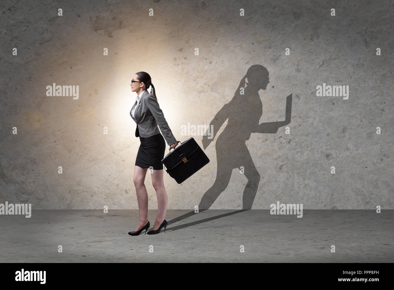 Businesswoman and his shadow in business concept Stock Photo - Alamy