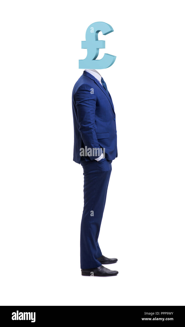 Businessman with british pound sign instead of head Stock Photo - Alamy