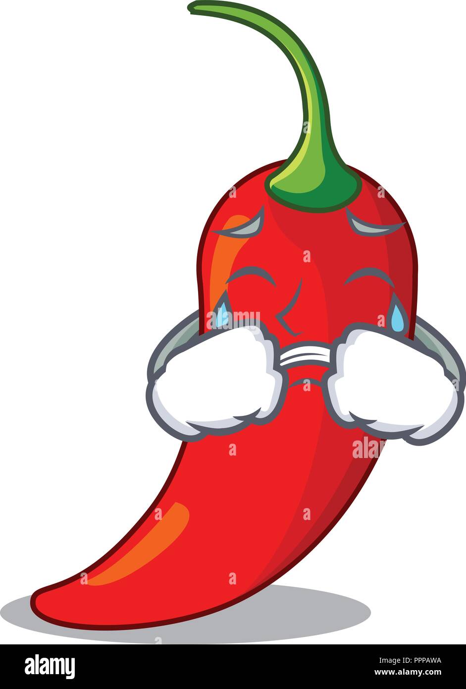 Crying hot chili pepper on cartoon table Stock Vector Image & Art - Alamy