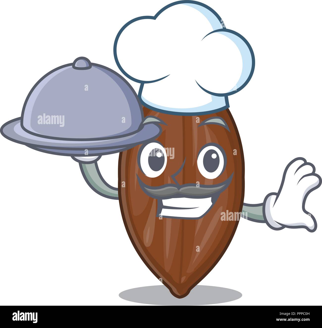 Chef with food pecan nuts pile on plate cartoon Stock Vector Image ...