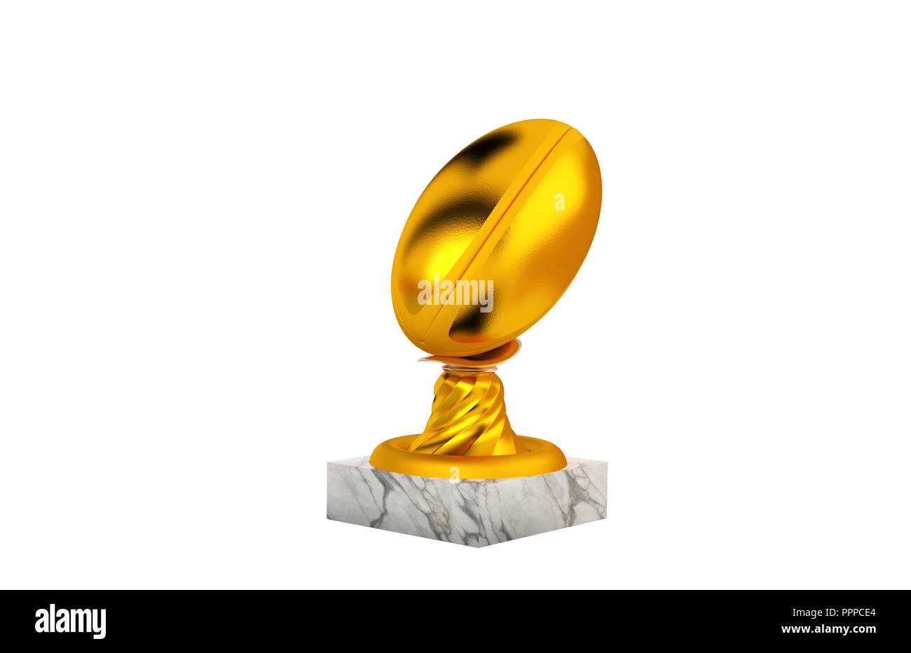 Rugby Gold Trophy with Marble Base on a white Background Stock Photo ...