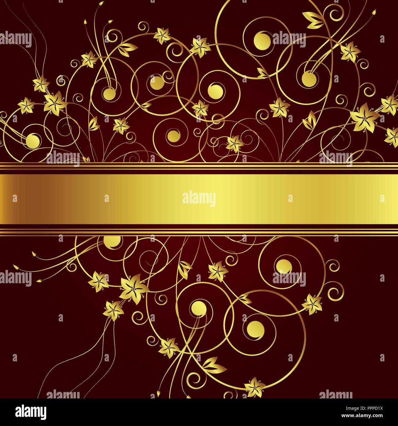 golden floral background with curl Stock Vector Image & Art - Alamy