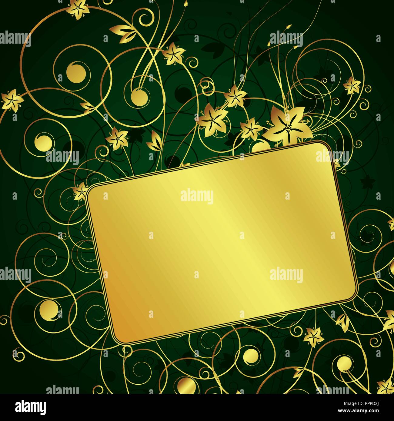 golden floral background with curl Stock Vector Image & Art - Alamy