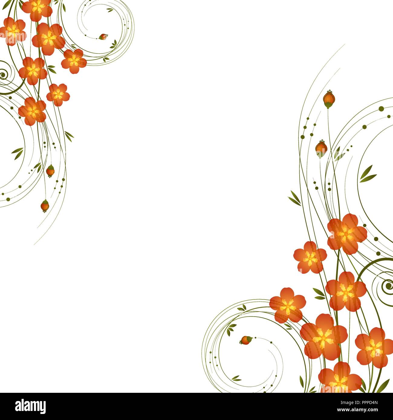 Vector abstract background with curl and flowers Stock Vector Image ...