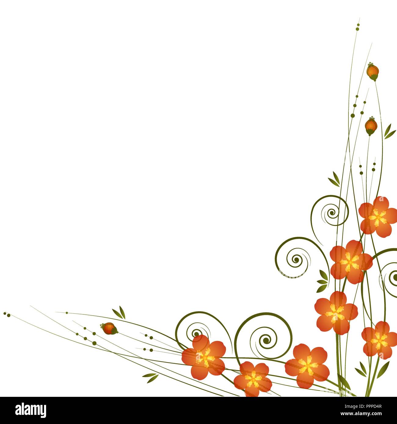 Vector abstract background with curl and flowers Stock Vector Image ...