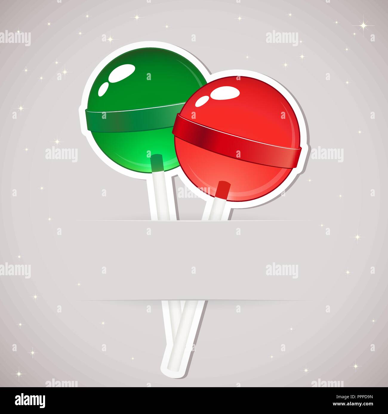 Background with candy inserted into a slot on the paper card. Vector ...