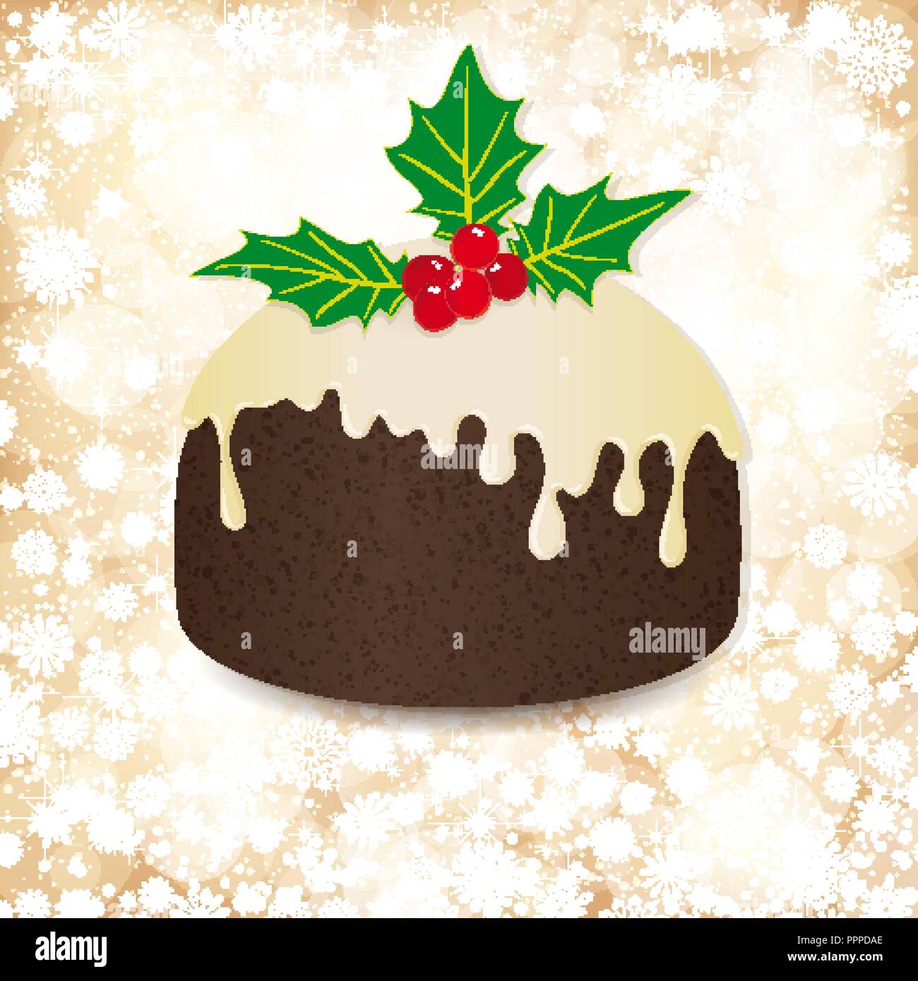 Christmas background with golden lights and pudding Stock Vector Image ...