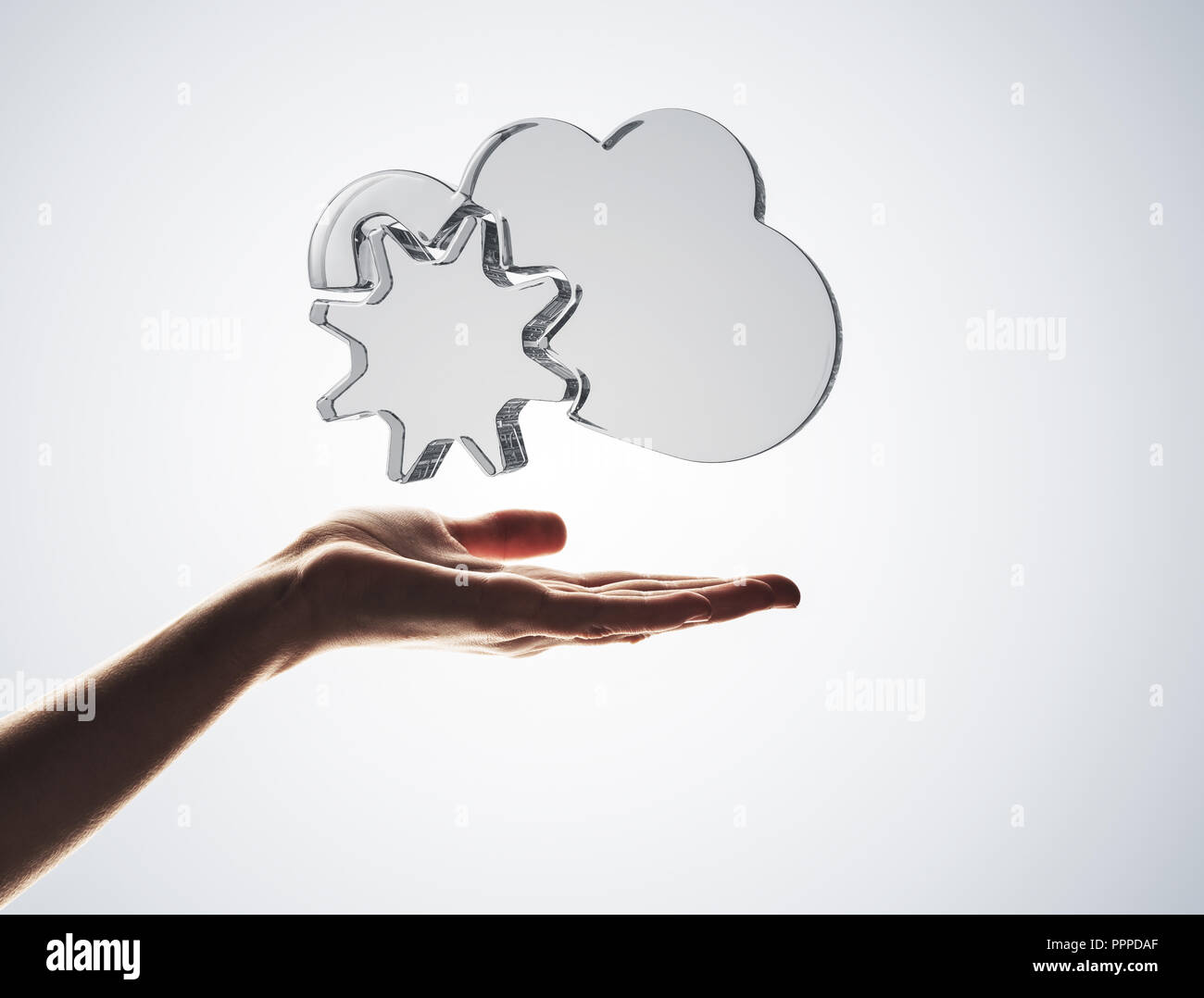 Cloud computing concept with glass symbol shown in hand Stock Photo - Alamy