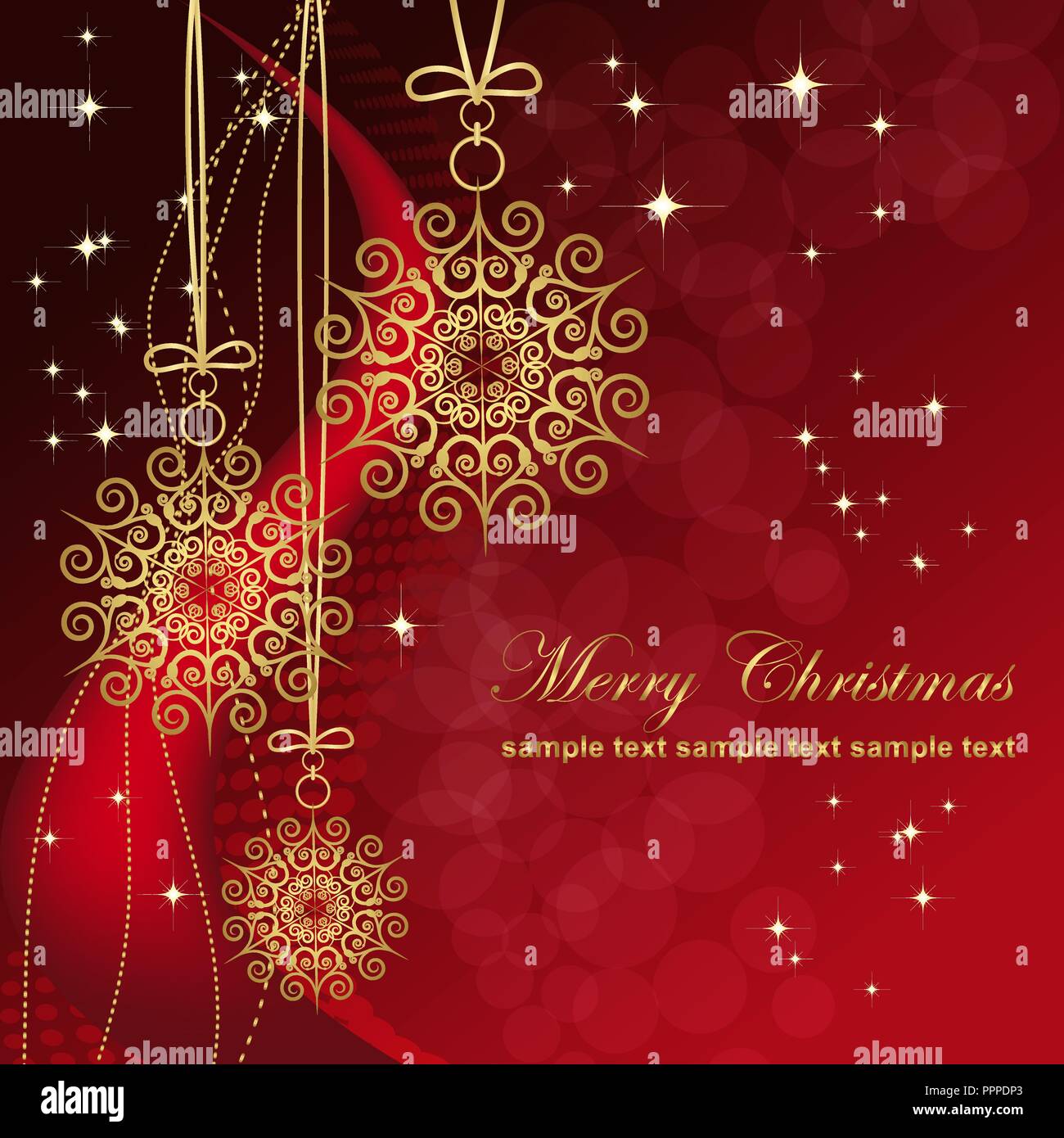 Red card with christmas snowflakes, vector illustration Stock Vector ...