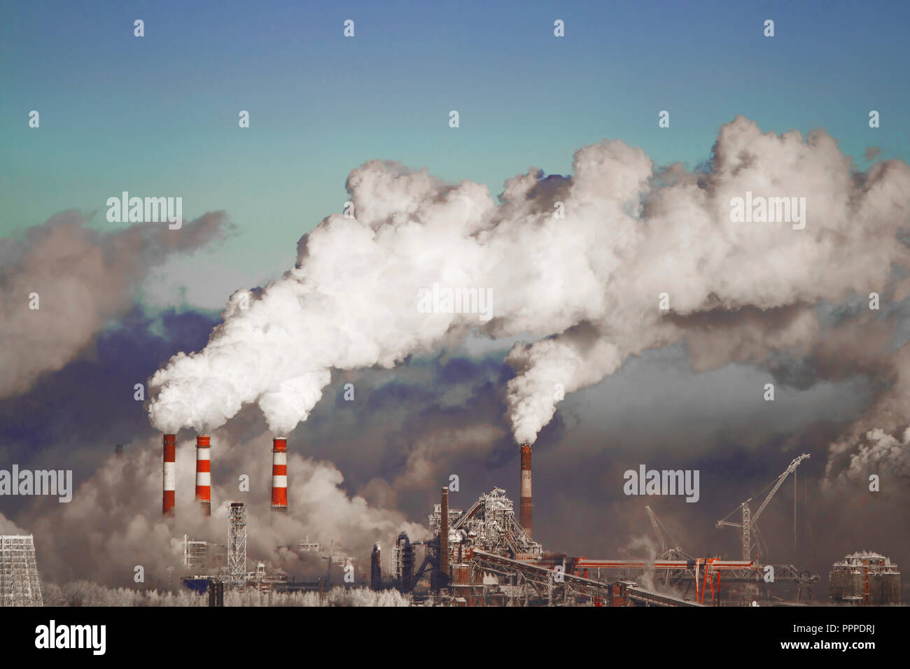 Poor environment in the city. Environmental disaster. Harmful emissions ...