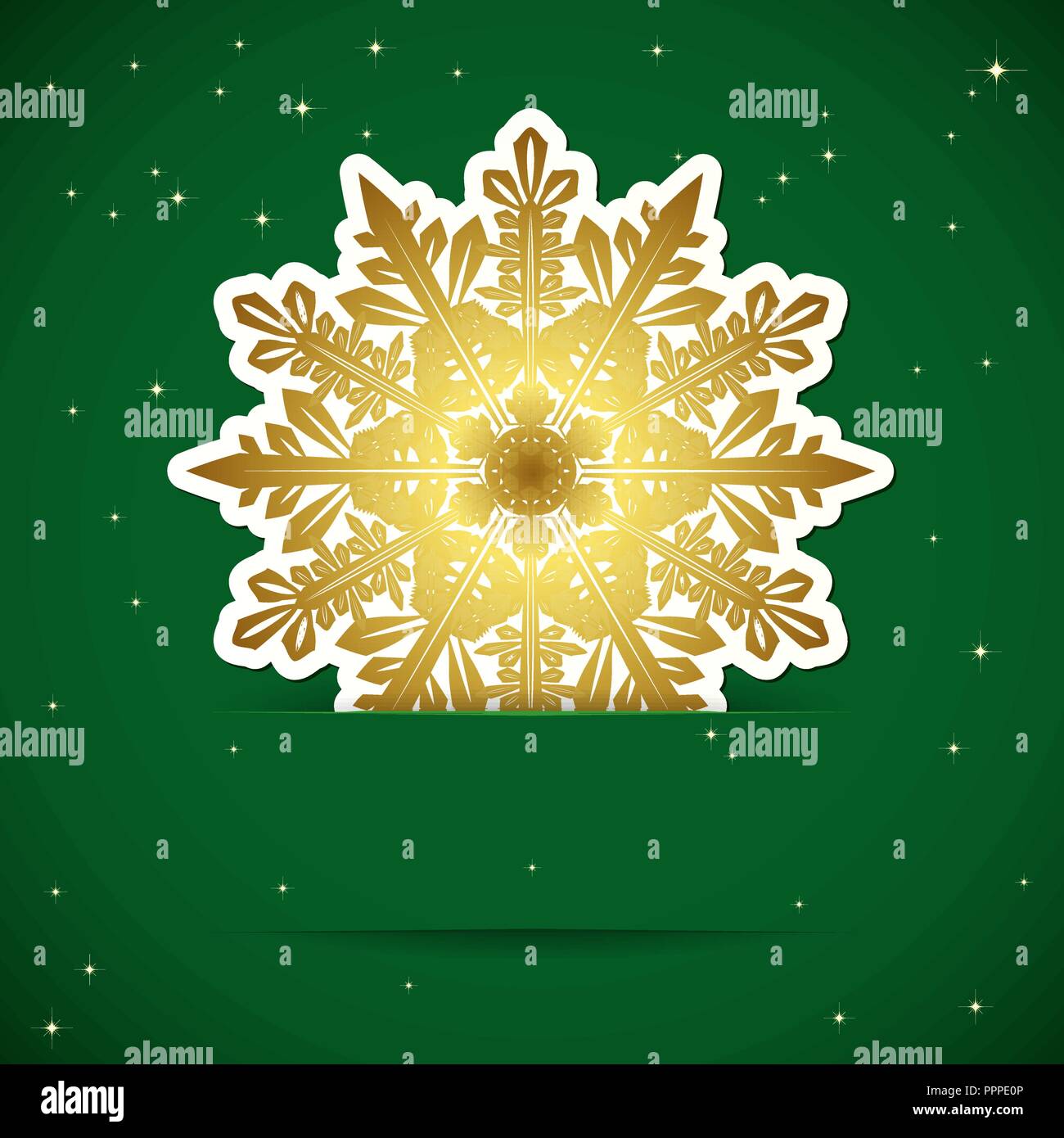 Christmas background. Snowflake inserted into a slot on the paper card ...
