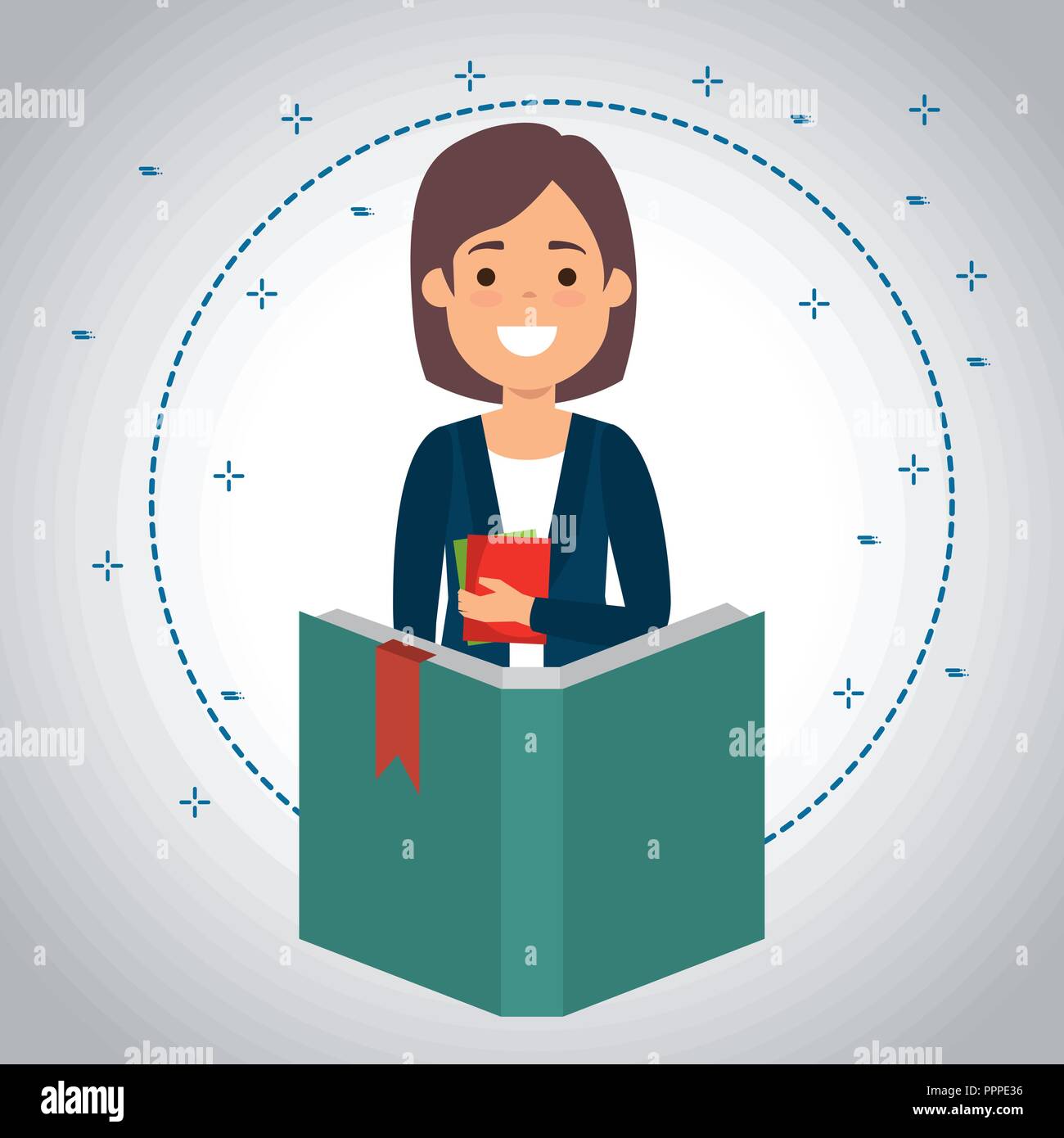 teacher woman with book vector illustration design Stock Vector Image ...