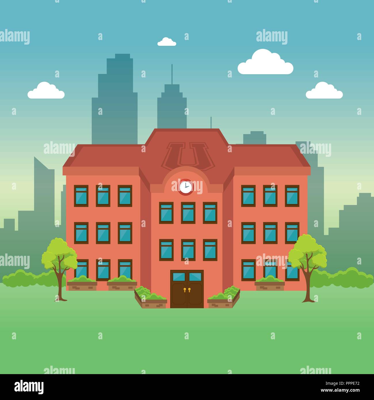 university building facade scene vector illustration design Stock ...