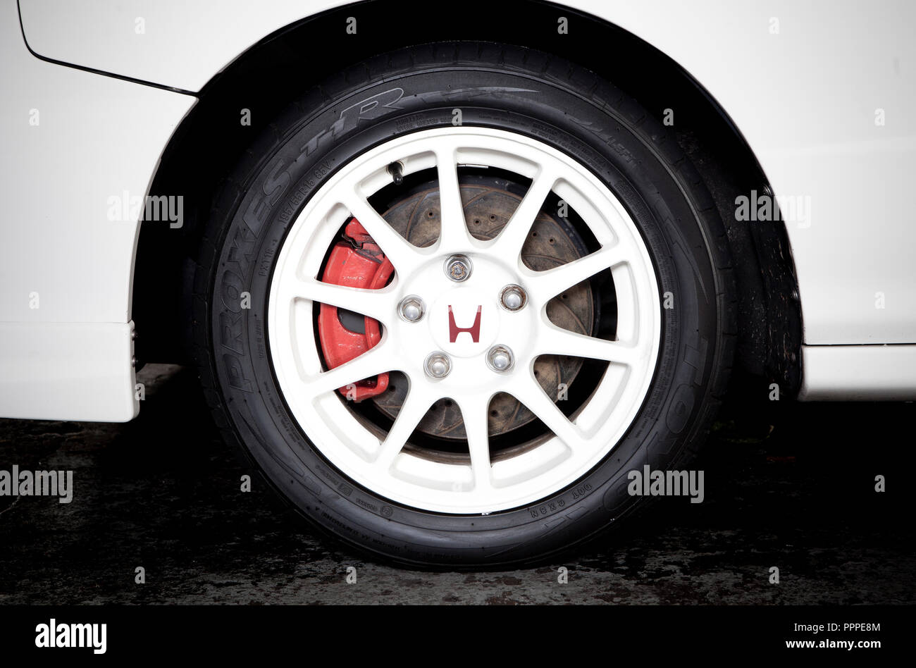 1997 UK white Honda Integra Type-R in a car garage in Bristol, England ...
