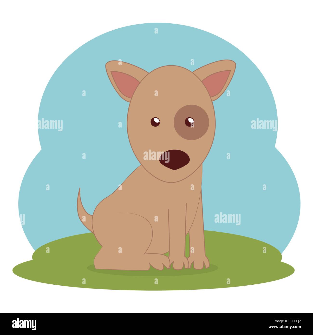 cute dog on grass vector illustration design Stock Vector Image & Art ...
