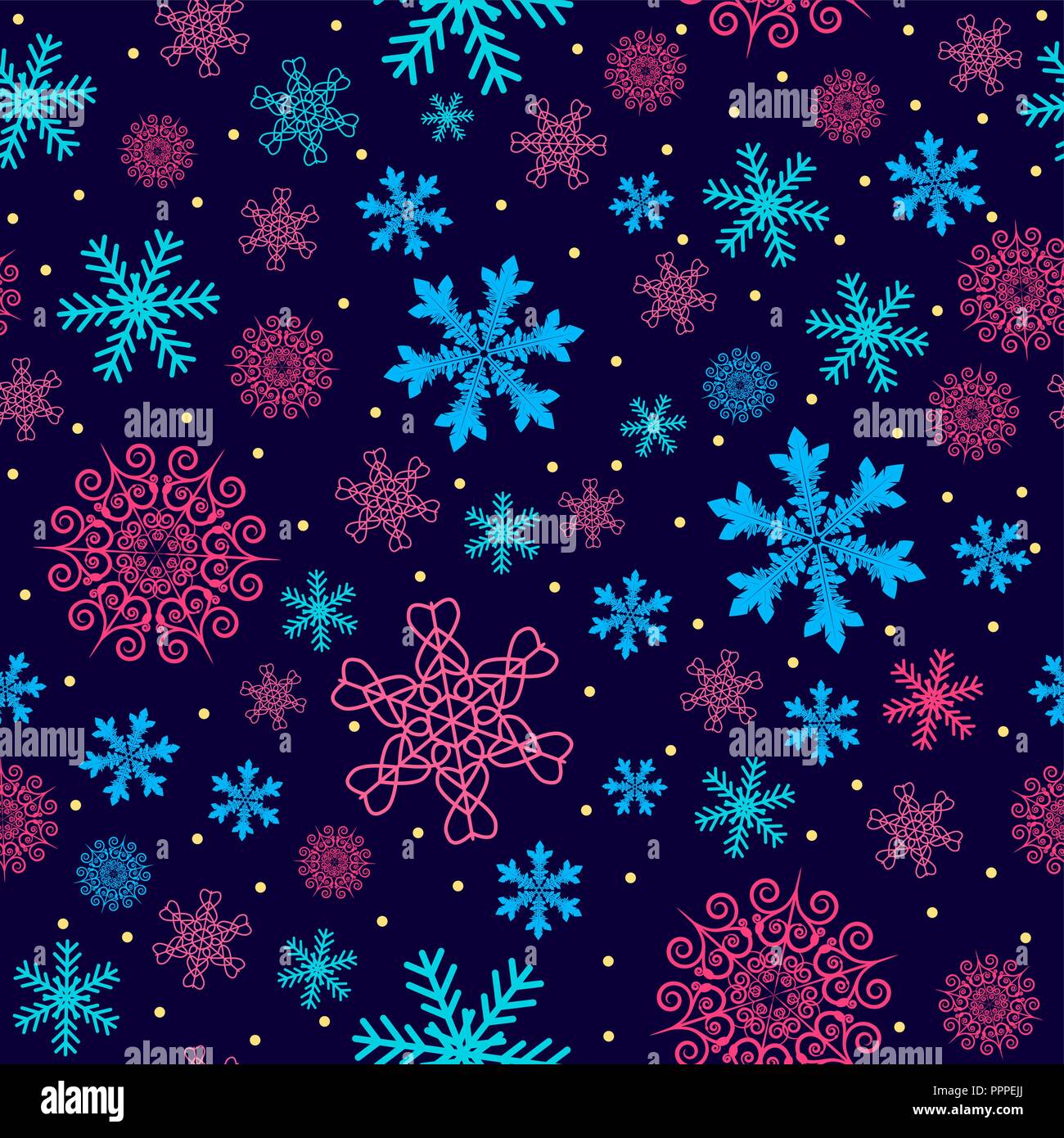 Christmas pattern made of snowflakes and dots, vector winter seamless ...