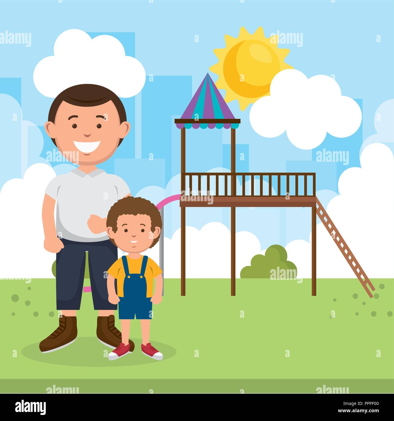 father with son on park Stock Vector Image & Art - Alamy