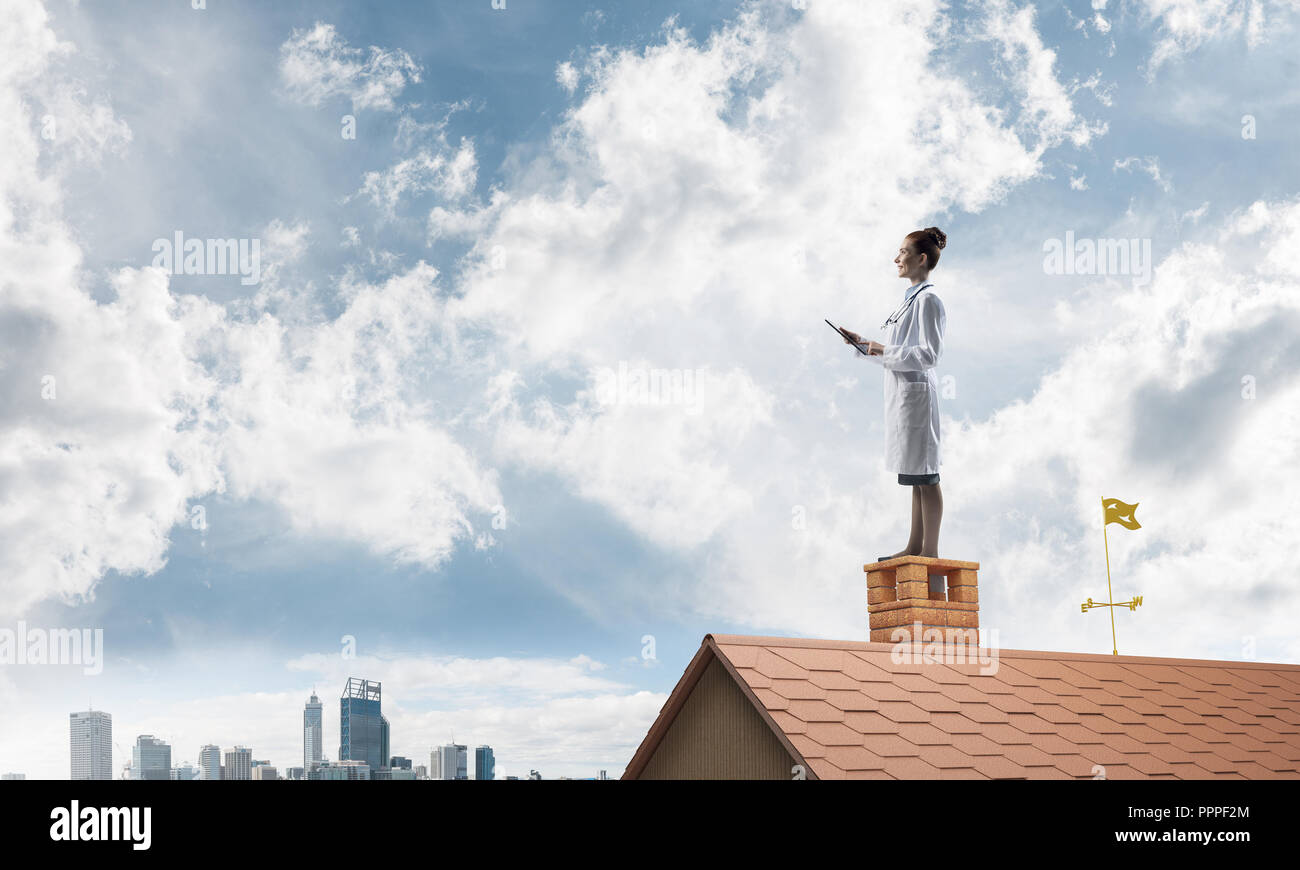 Woman doctor is ready to help the whole city Stock Photo - Alamy