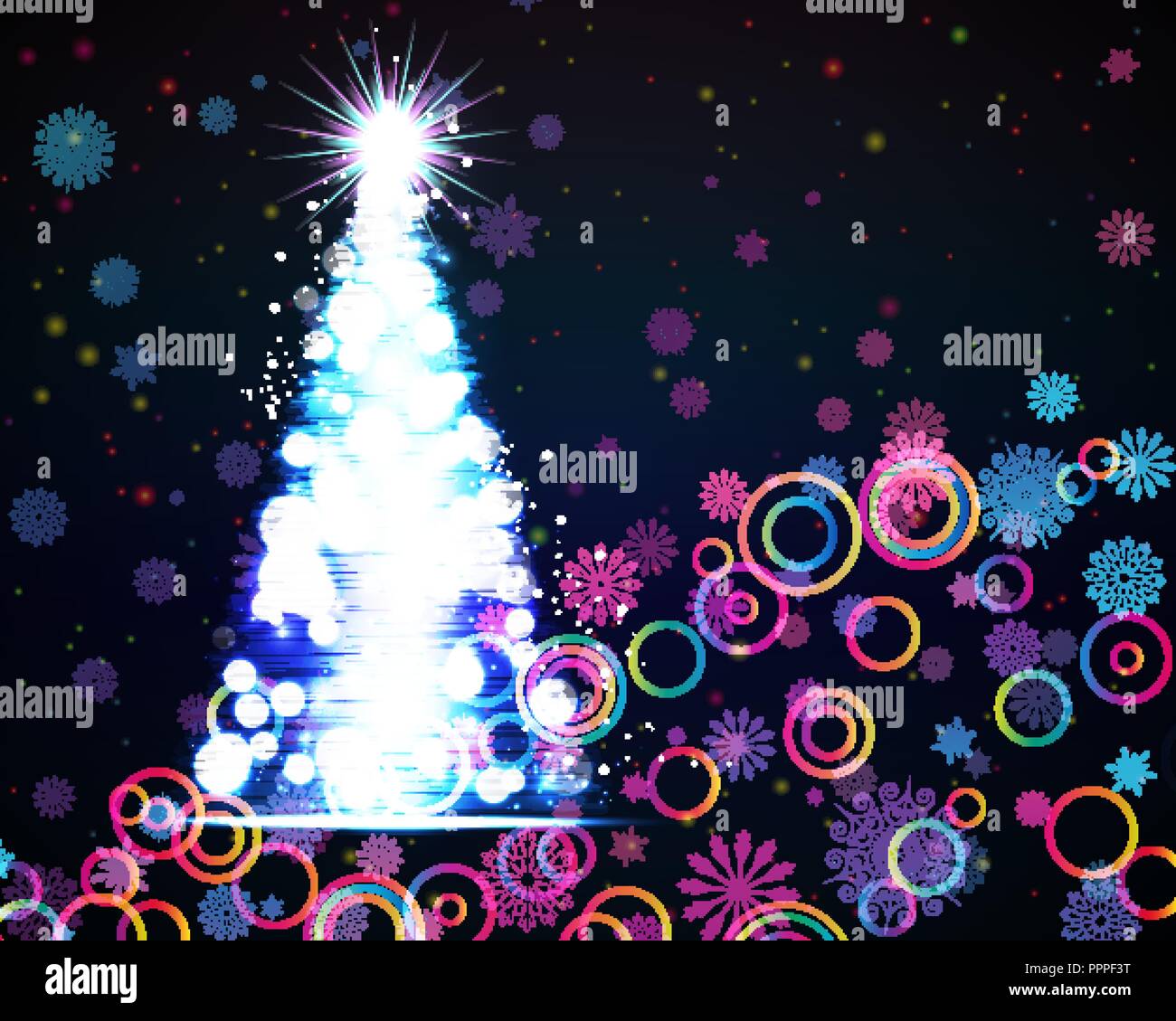 Neon blue christmas tree Stock Vector Images - Alamy