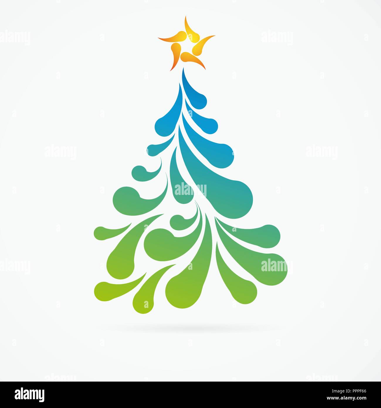 Christmas tree made of colorful arc drops. Decorative background Stock ...