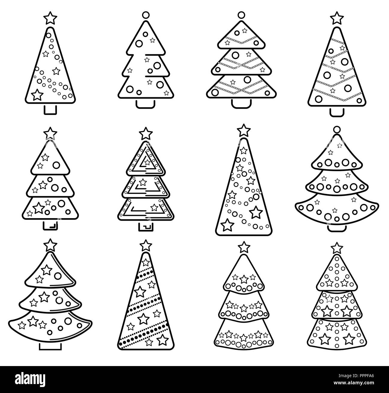 Trees vector set hi-res stock photography and images - Alamy