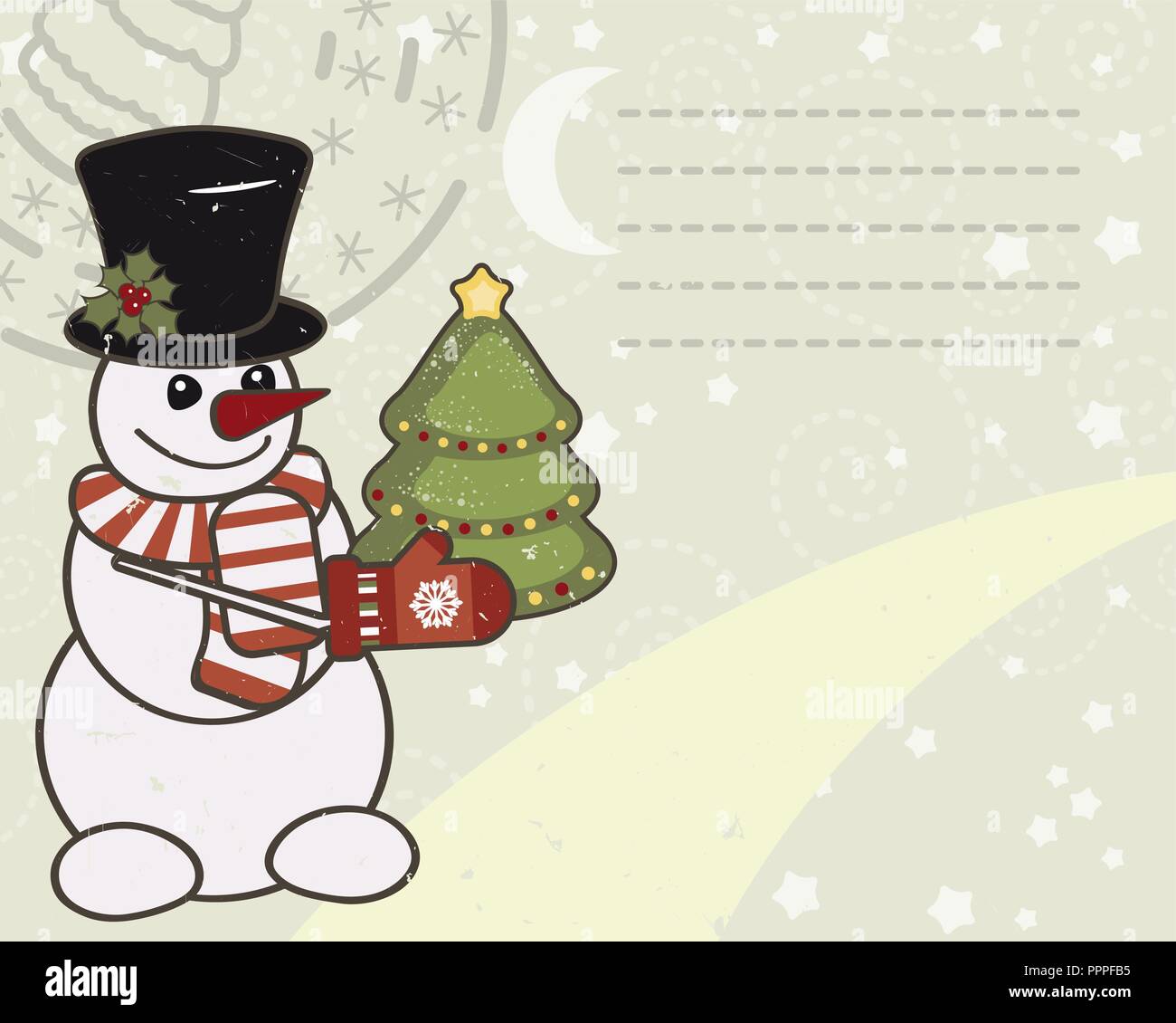 Retro snowman red scarf Stock Vector Images - Alamy