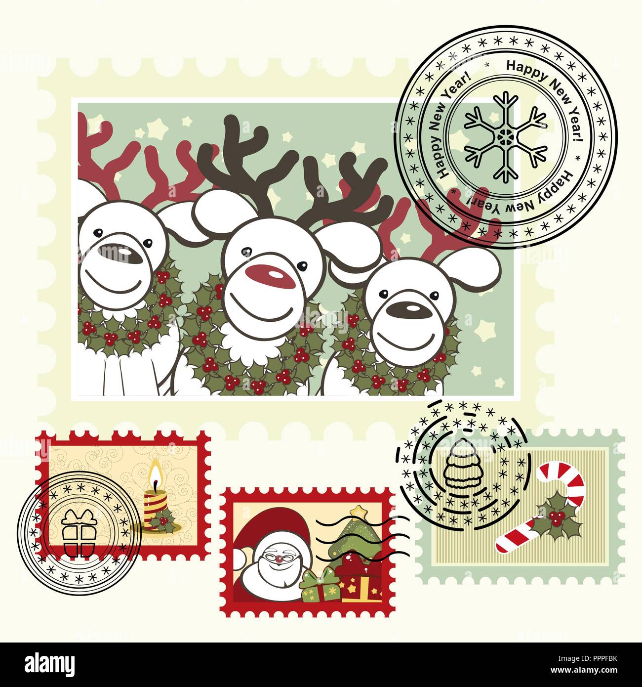 Deer postage stamp Stock Vector Images - Alamy