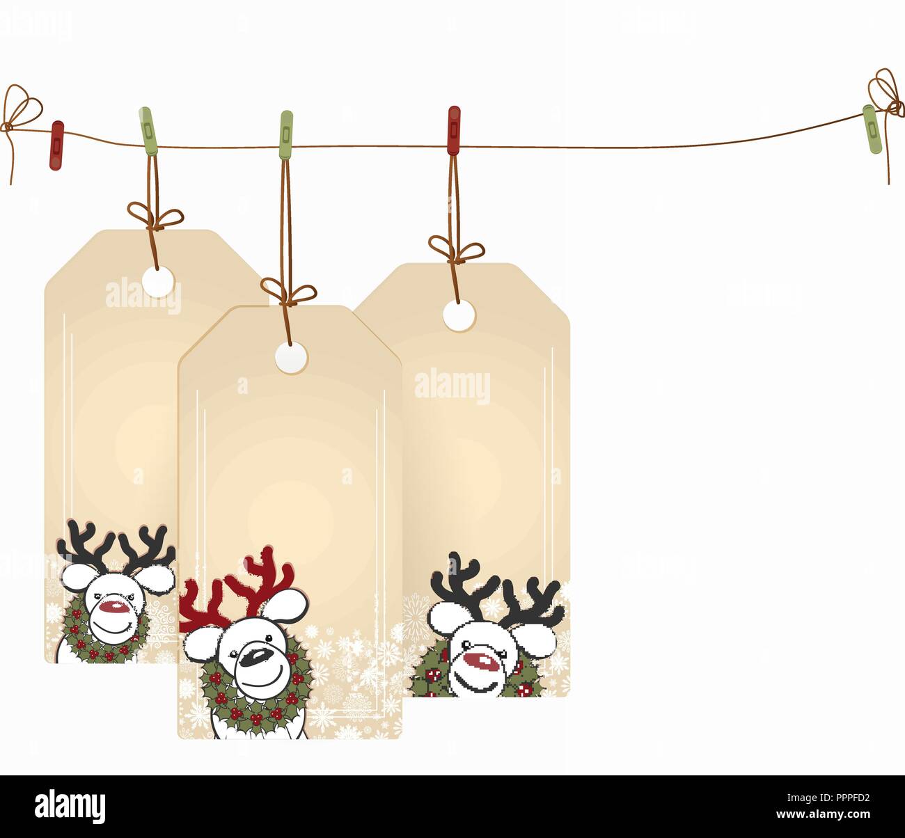 Christmas tags with elements of the Christmas decor Stock Vector Image ...