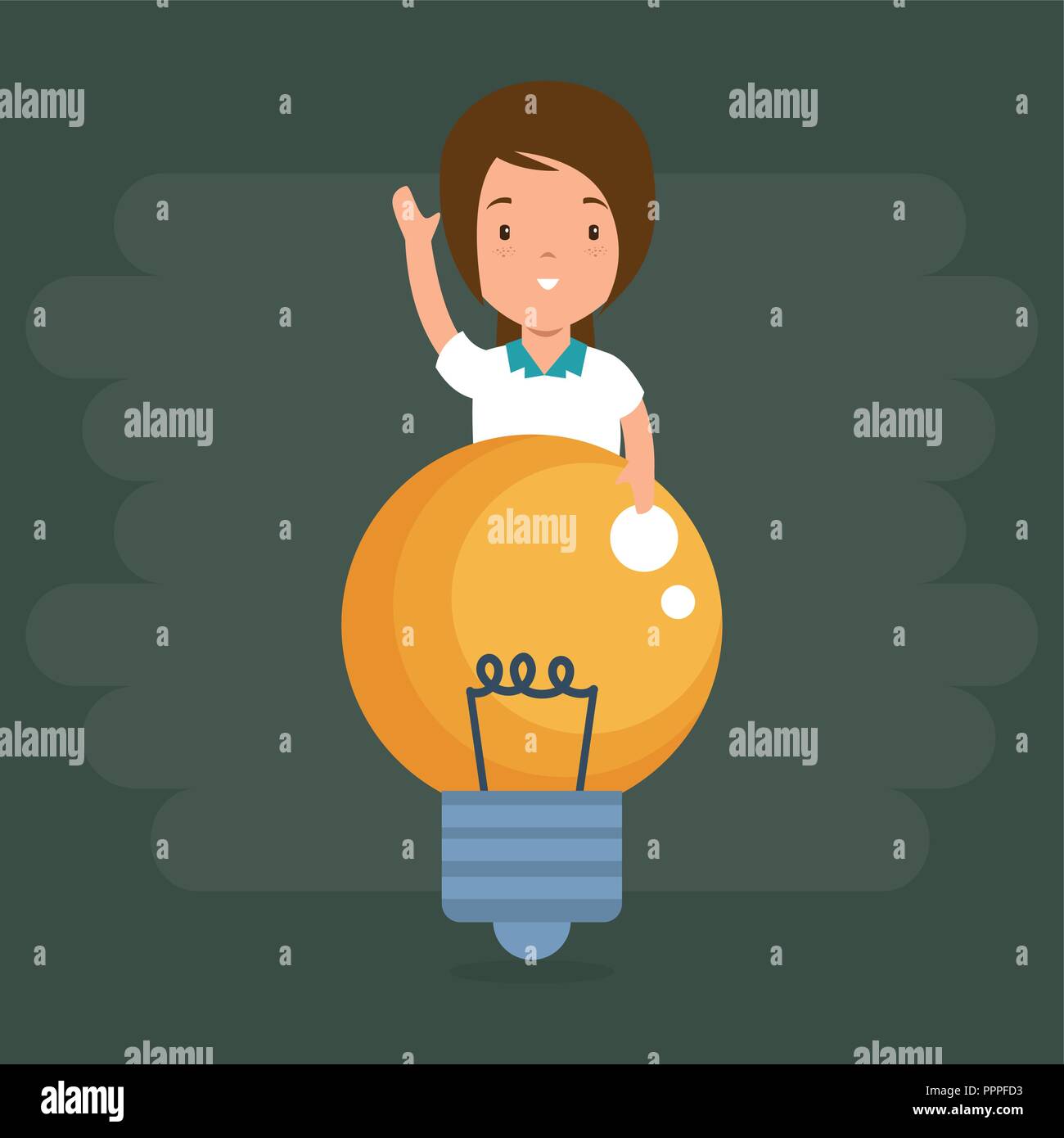 Happy lady and light bulb Stock Vector Images - Alamy