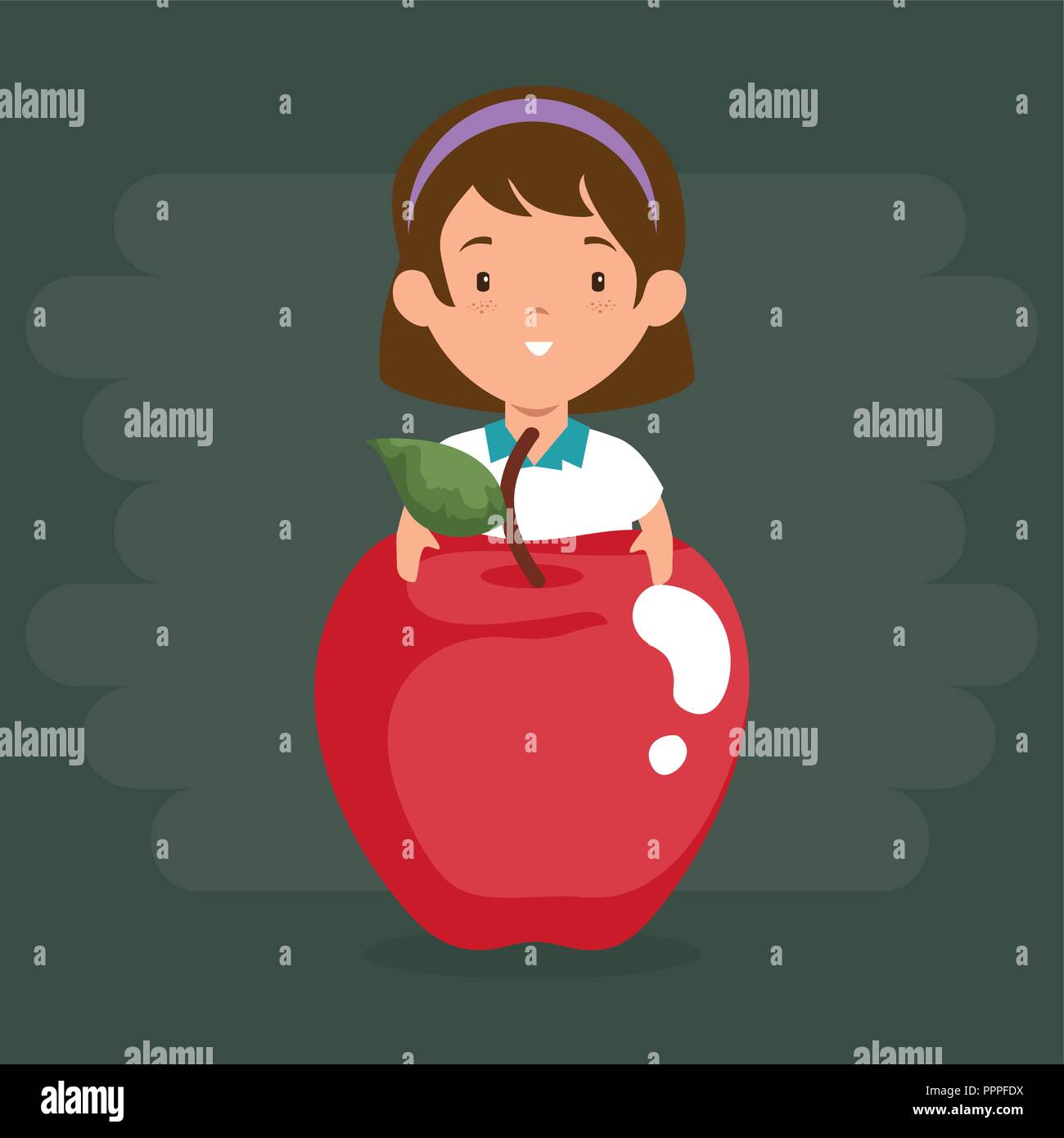 little girl with apple Stock Vector Image & Art - Alamy