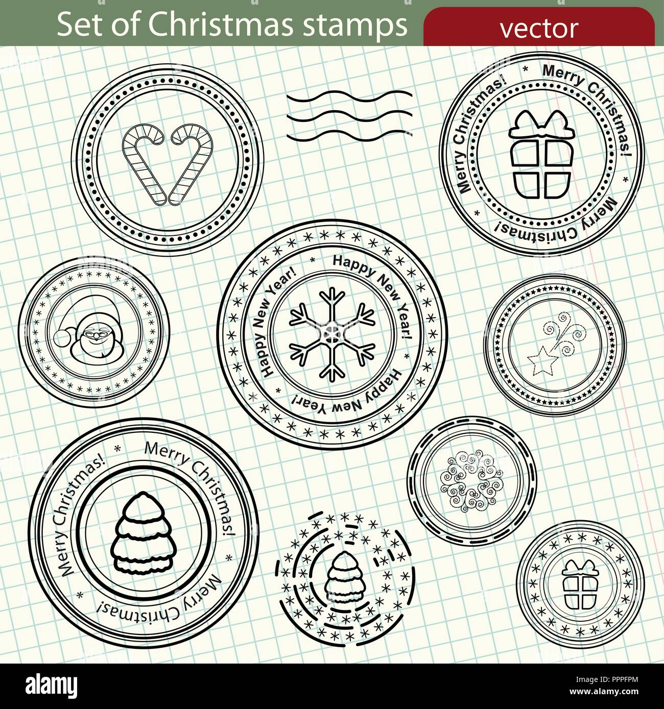 Christmas postal stamp festive Stock Vector Images - Alamy