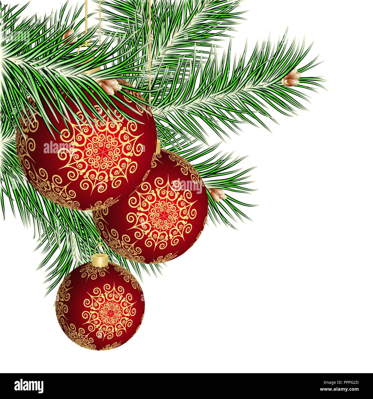 Christmas tree and red balls Stock Vector Image & Art - Alamy