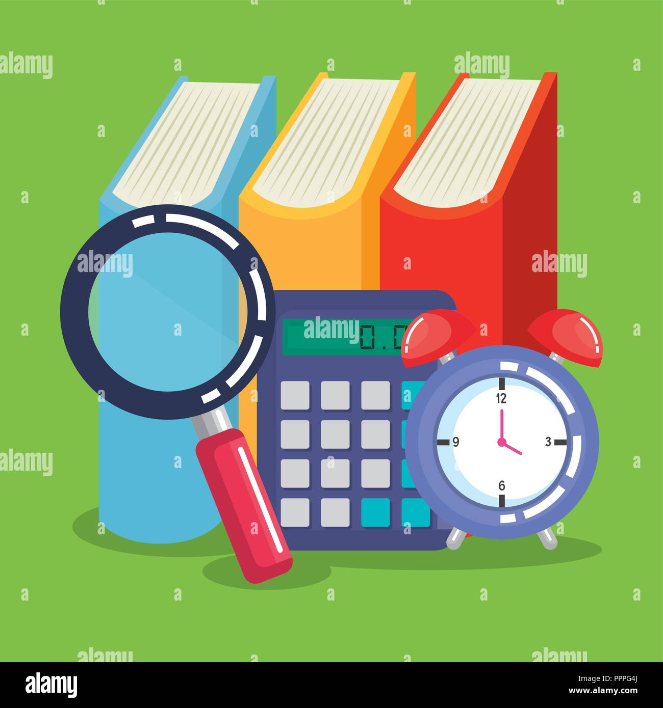 pile books with school supplies Stock Vector Image & Art - Alamy