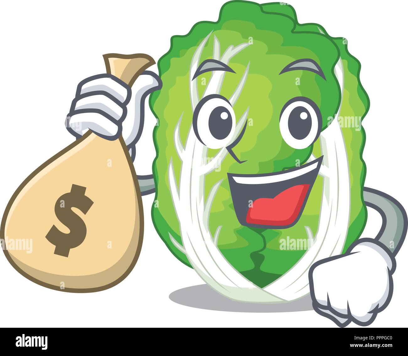 With money bag chinese cabbage in the basket cartoon Stock Vector Image ...