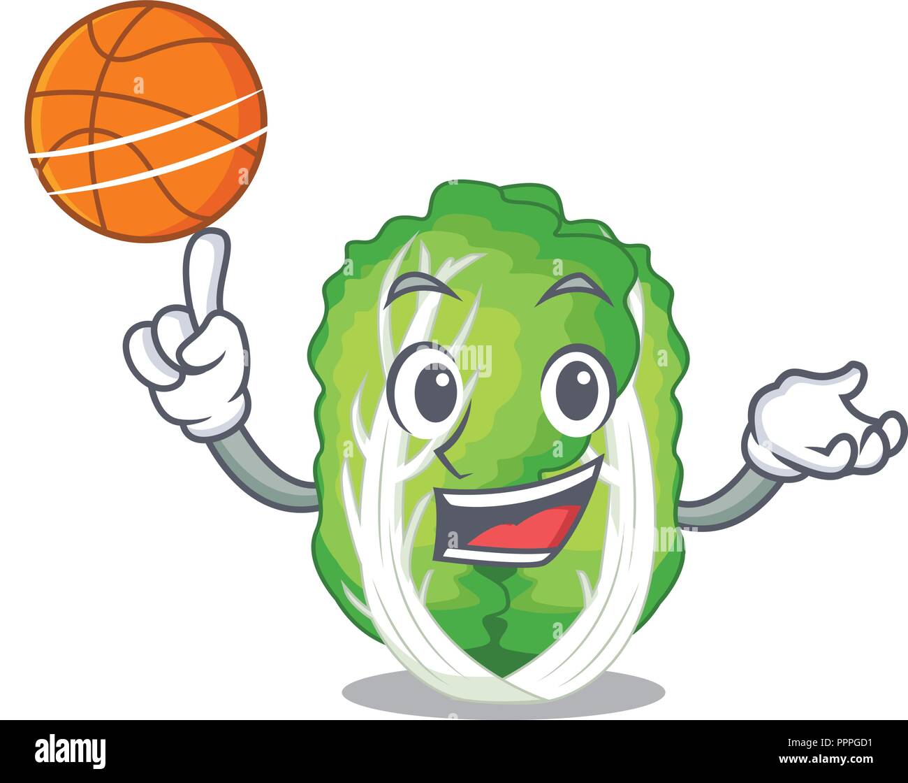 With basketball chinese cabbage in the basket cartoon Stock Vector ...