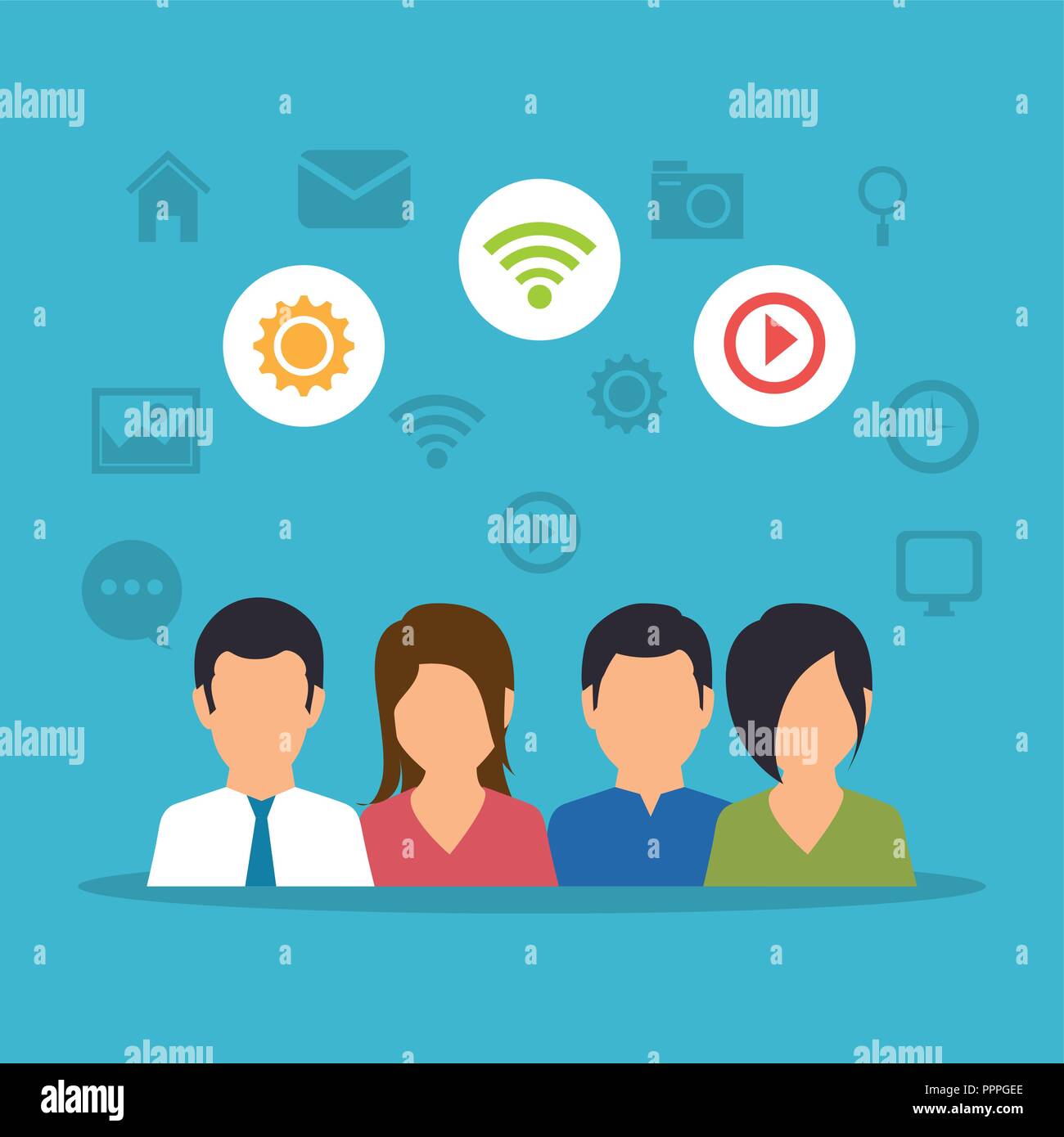 community with social media icons Stock Vector Image & Art - Alamy