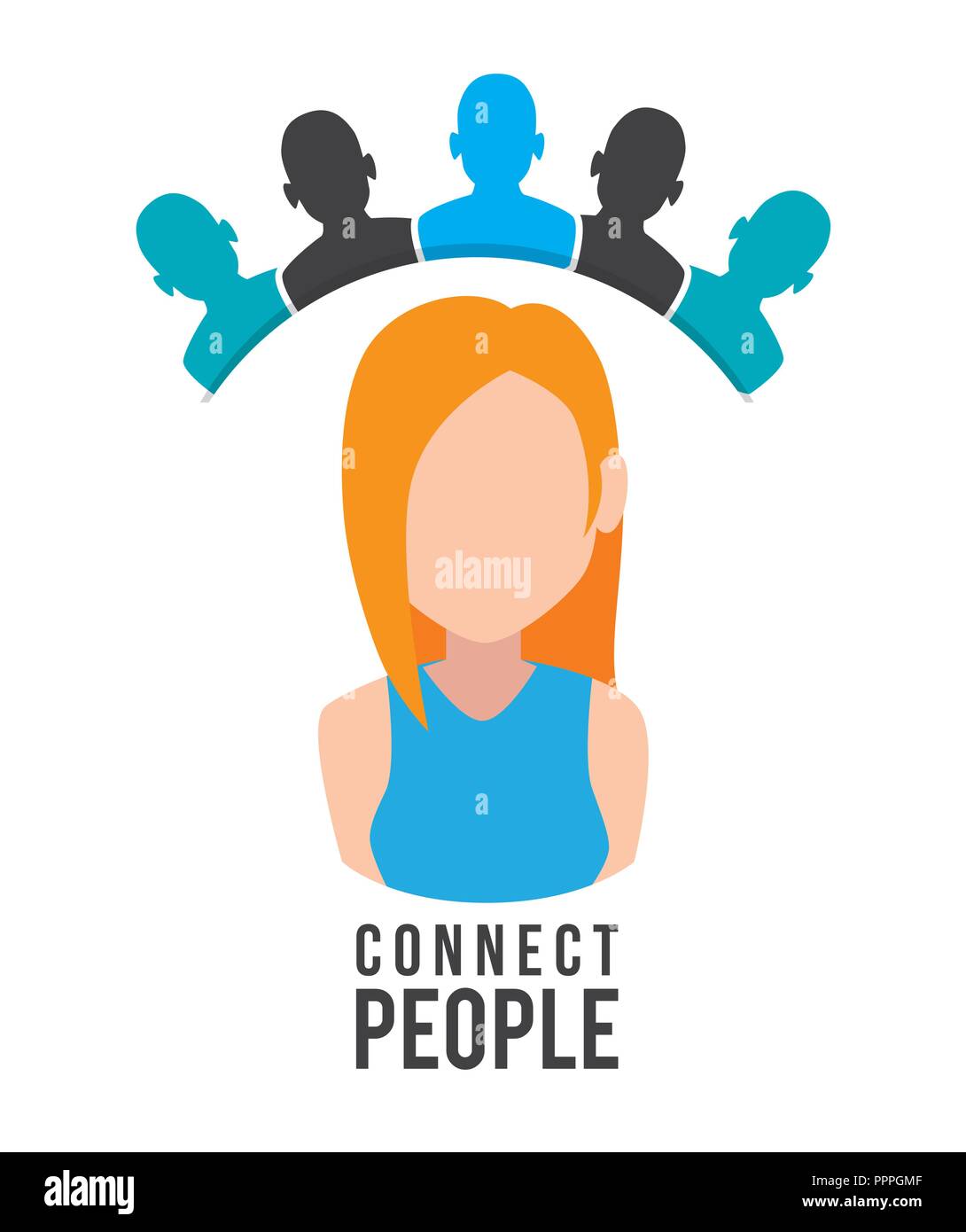 woman with connect people Stock Vector Image & Art - Alamy