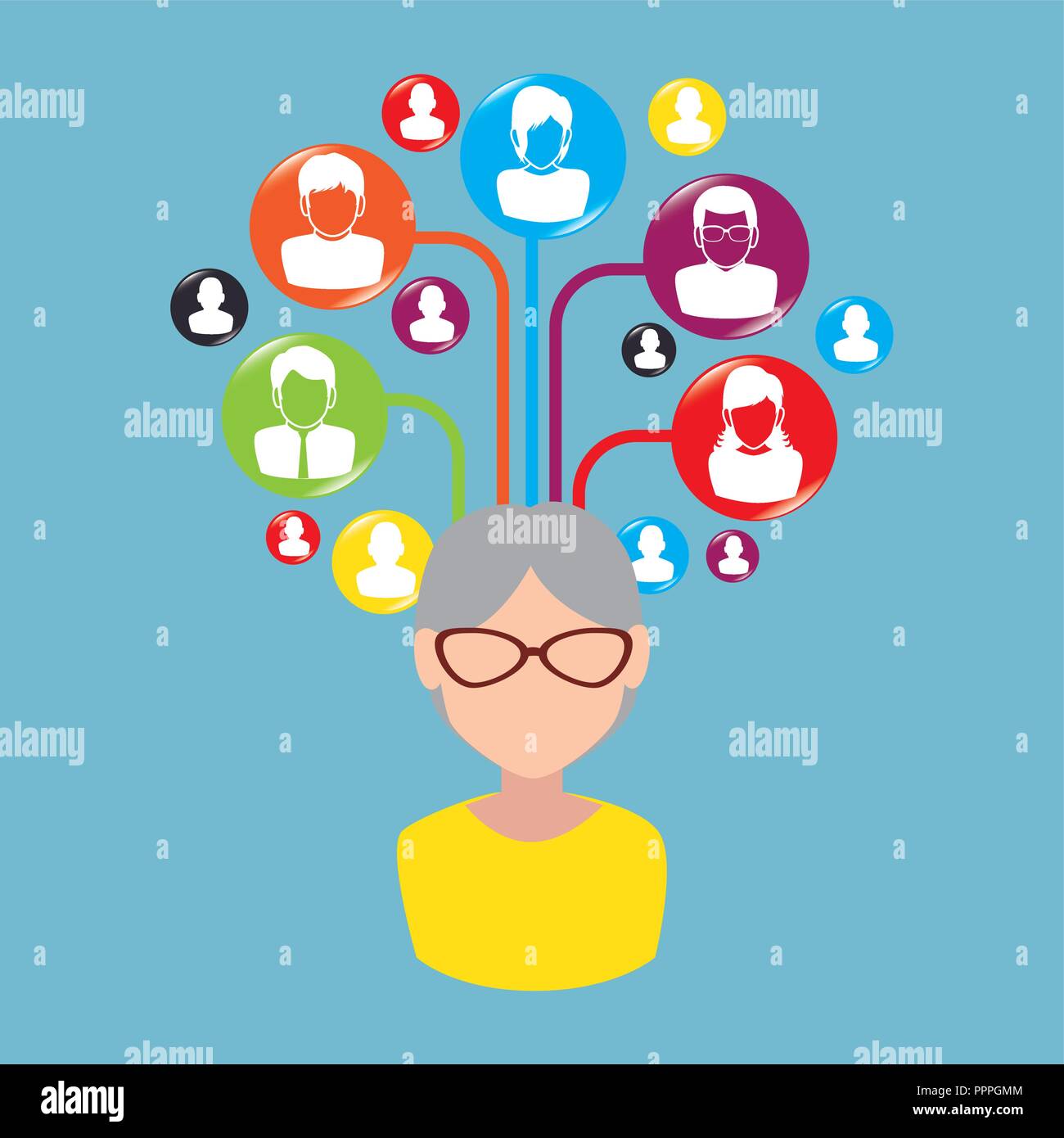 woman with connect people Stock Vector Image & Art - Alamy
