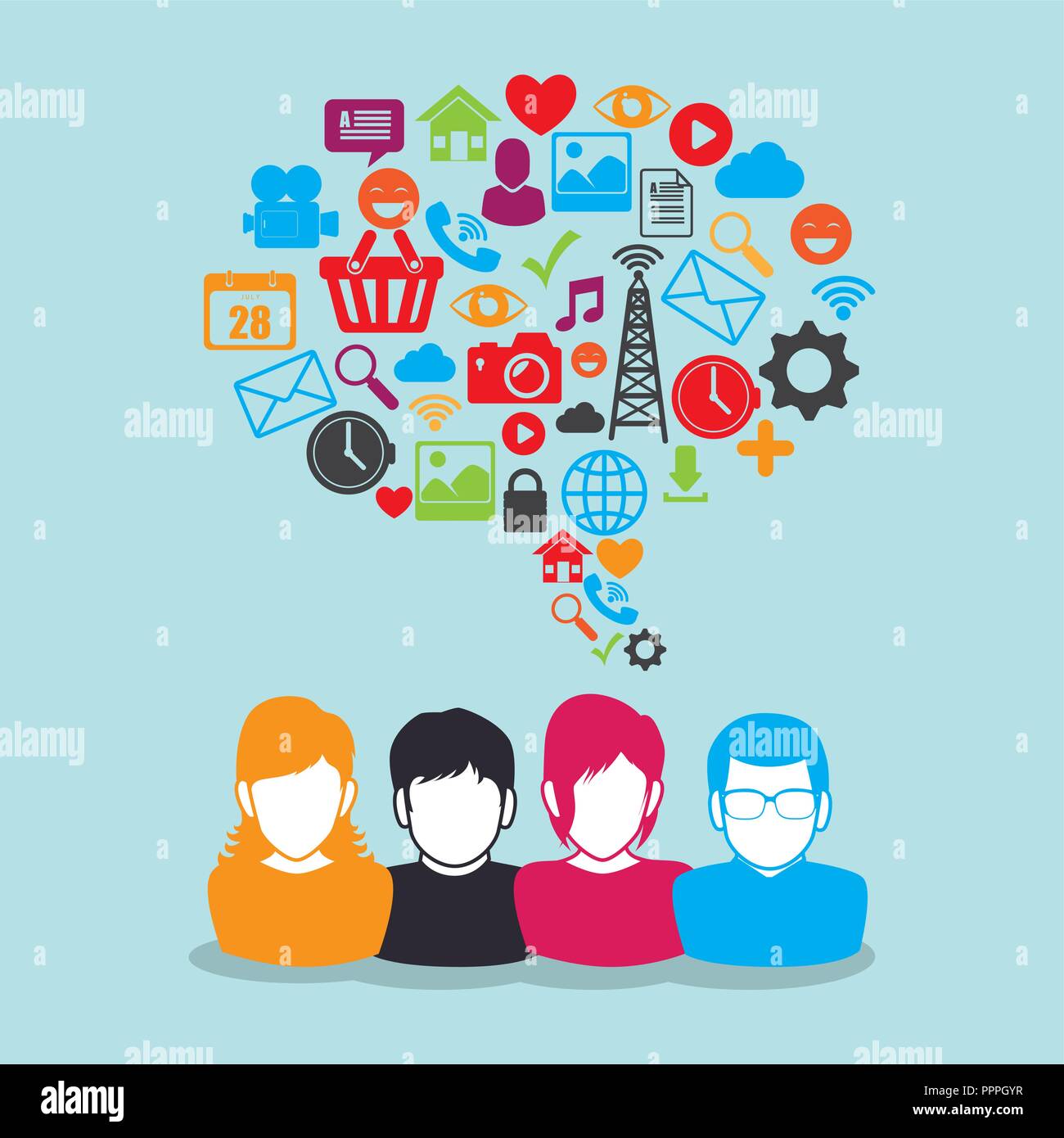 community with social media icons Stock Vector Image & Art - Alamy