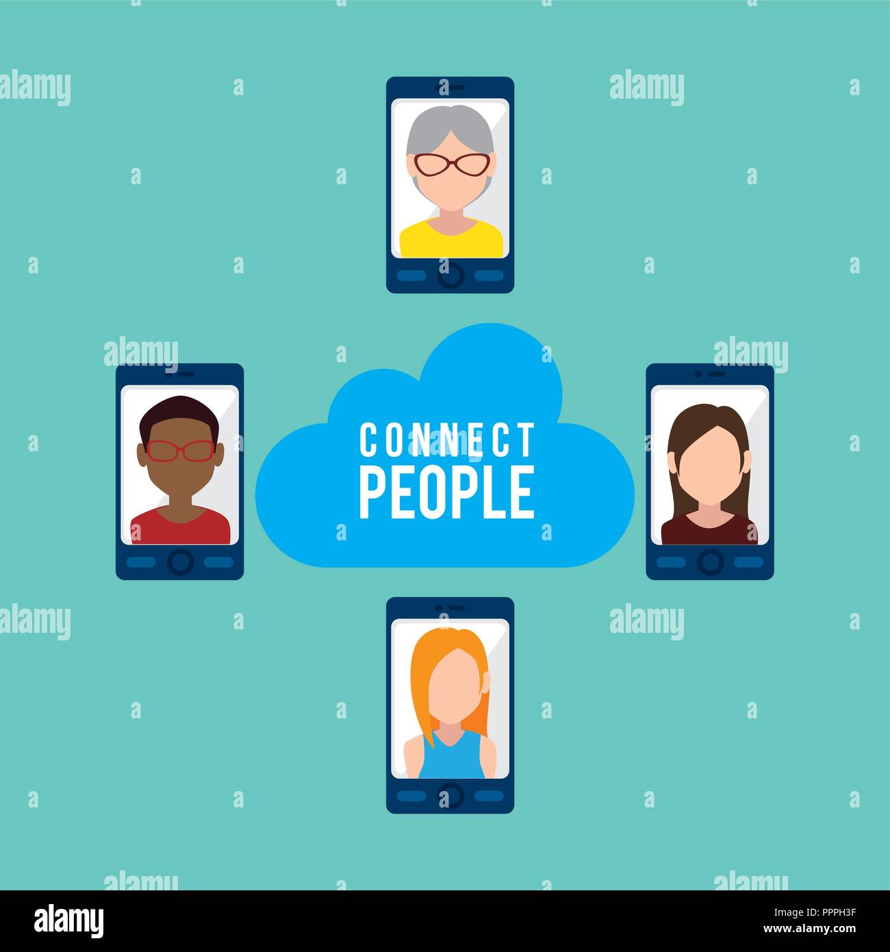 cloud with connect people Stock Vector Image & Art - Alamy