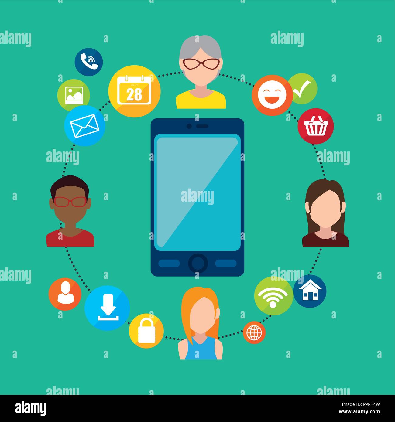 community with social media icons Stock Vector Image & Art - Alamy