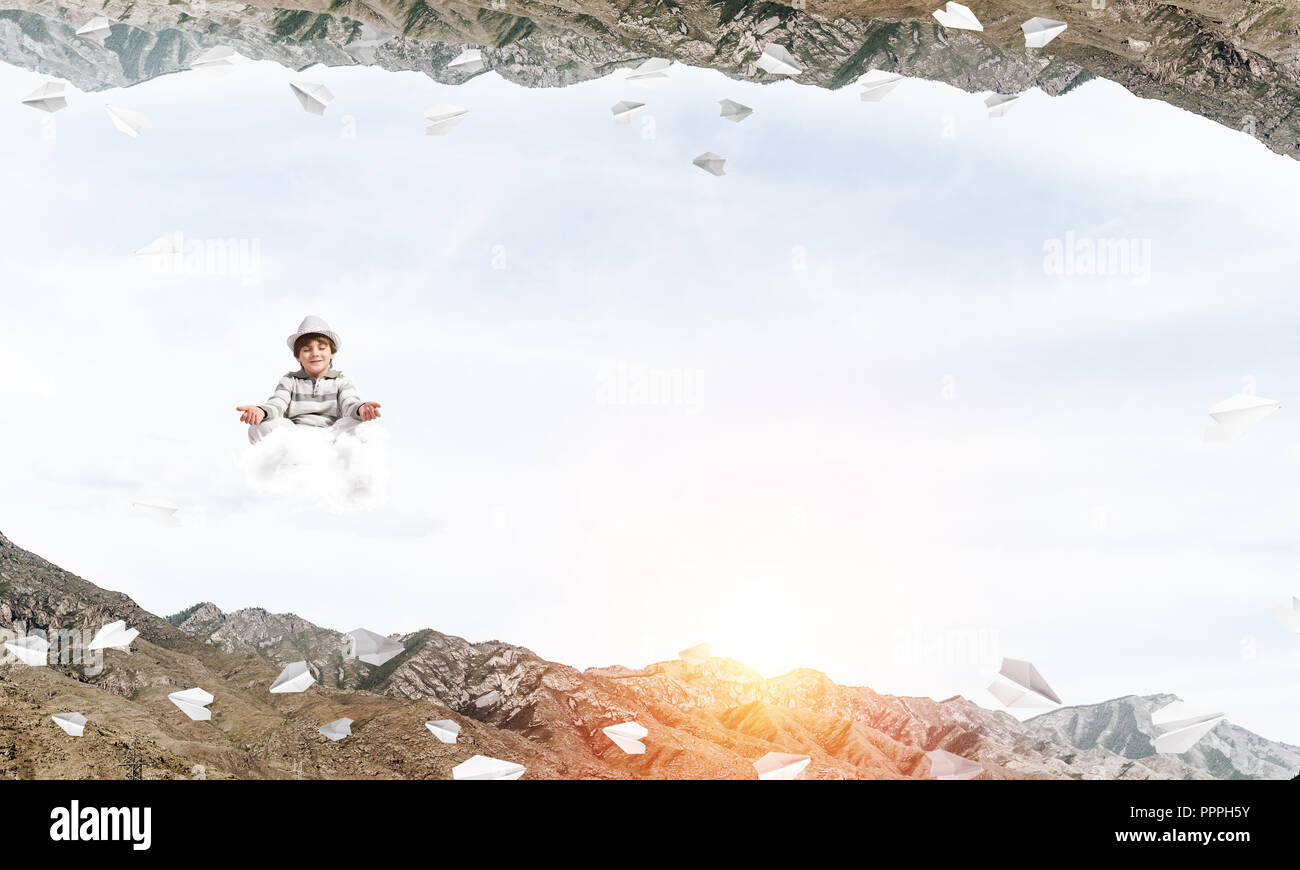 Young boy keeping mind conscious Stock Photo - Alamy
