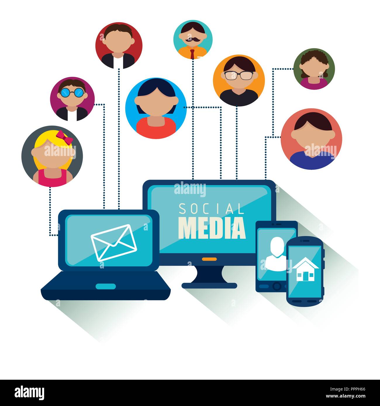 community with social media icons Stock Vector Image & Art - Alamy