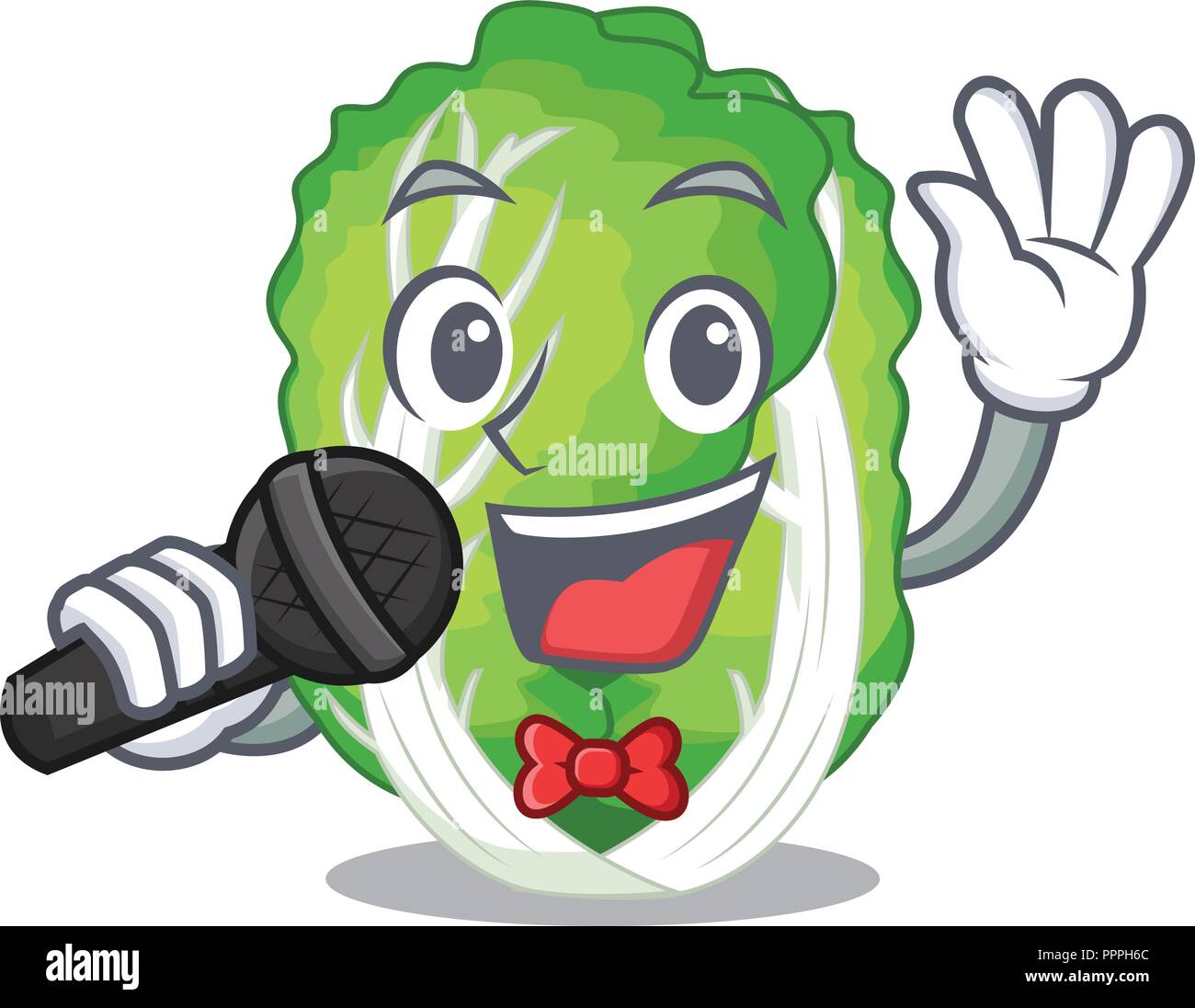 Singing cartoon fresh chinese cabbage vegetable in kitchen Stock Vector ...