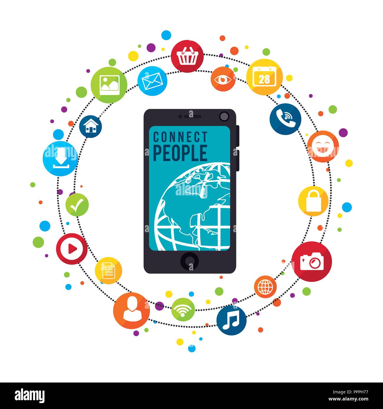 smartphone with social media marketing icons Stock Vector Image & Art ...