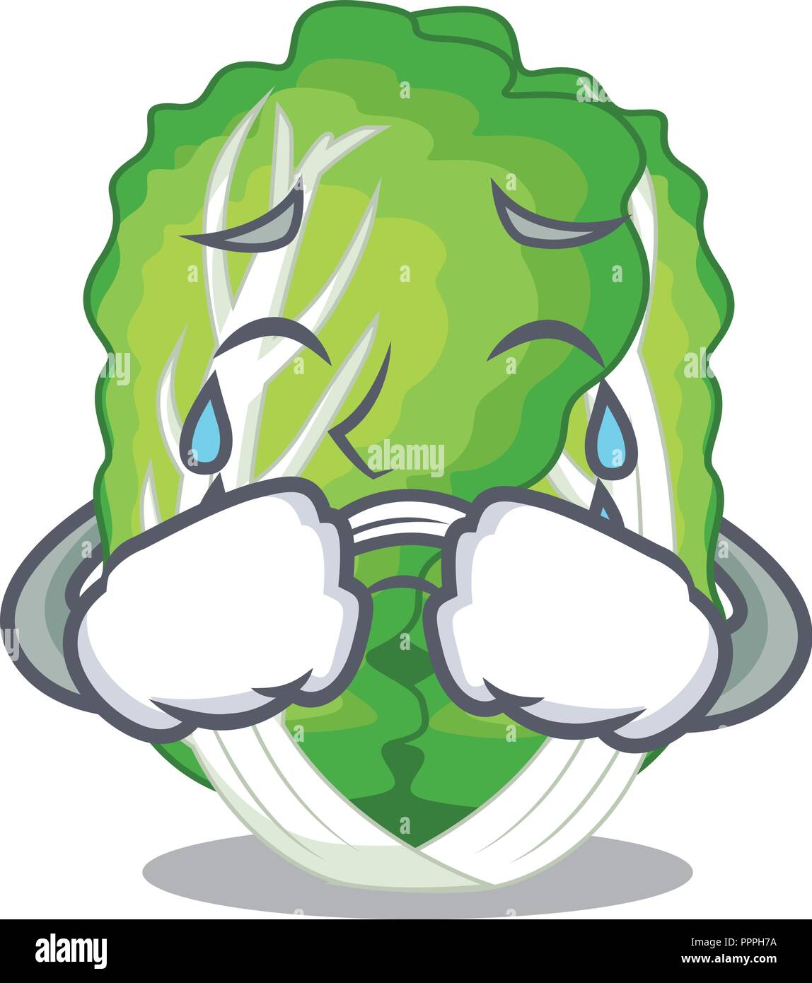 Crying cartoon fresh chinese cabbage vegetable in kitchen Stock Vector ...