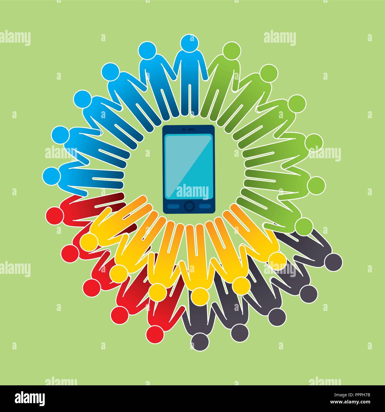 community with smartphone connected Stock Vector Image & Art - Alamy