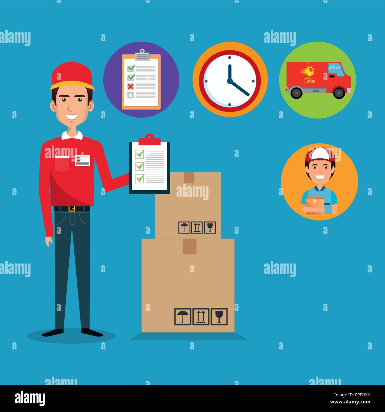 Delivery logistic service truck chronometer hi-res stock photography ...