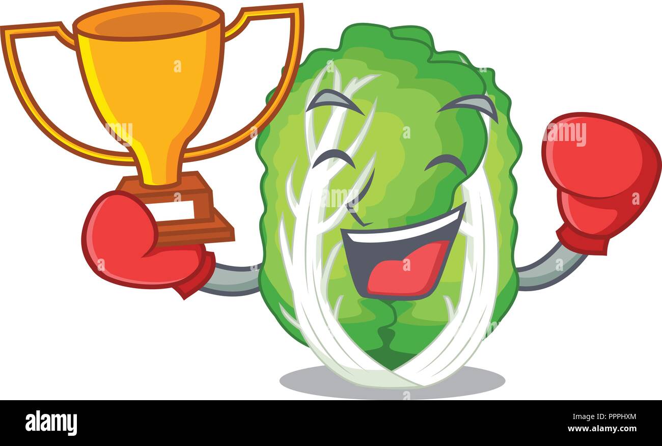 Boxing winner chinese cabbage vegetable isolated on cartoon Stock ...