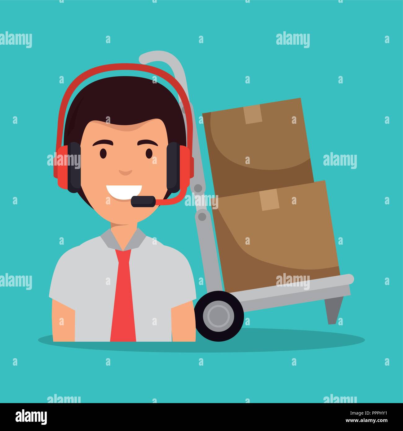 call center agent with delivery service icons Stock Vector Image & Art ...